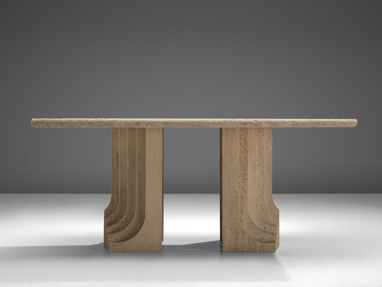 Italian Travertine Dining Table with Layered Legs For Sale at 1stDibs ...