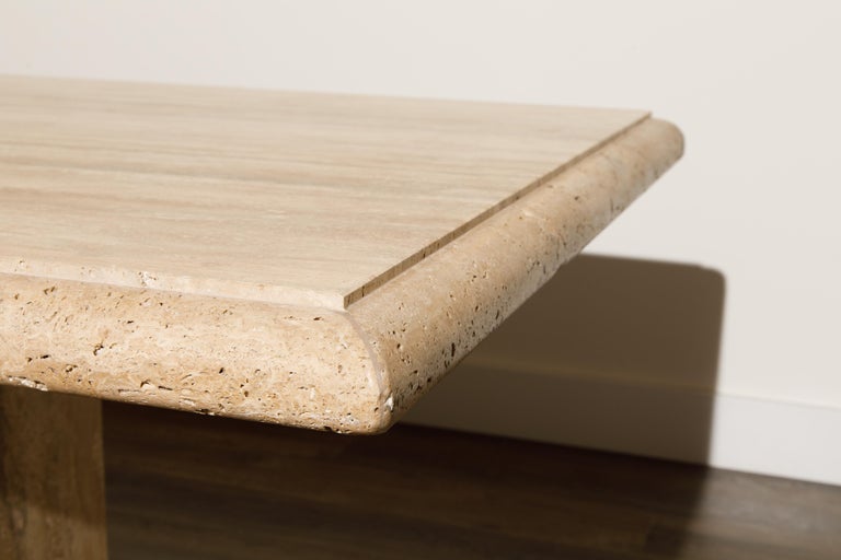 Italian Travertine Dining Table with Natural Edge by Lima Italy, Signed ...