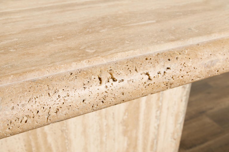 Italian Travertine Dining Table with Natural Edge by Lima Italy, Signed ...