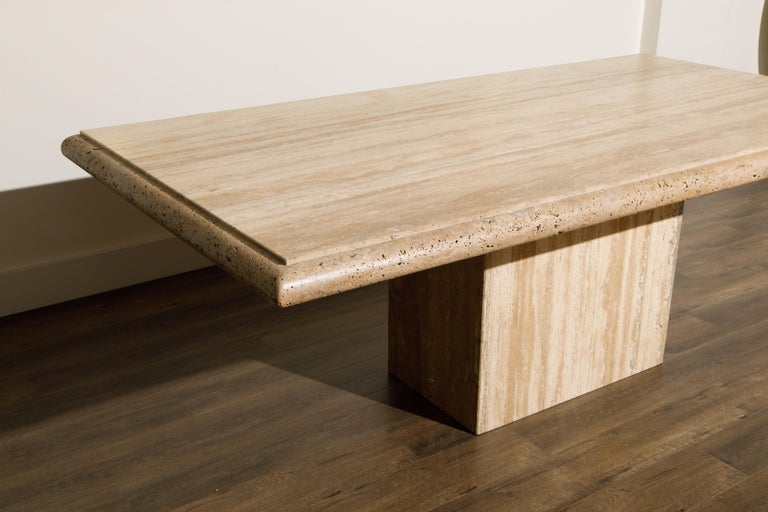 Italian Travertine Dining Table with Natural Edge by Lima Italy, Signed ...