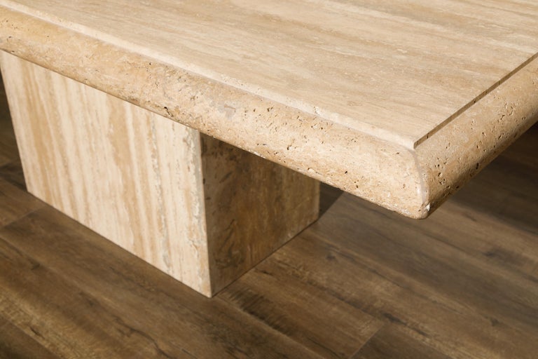 Italian Travertine Dining Table with Natural Edge by Lima Italy, Signed ...