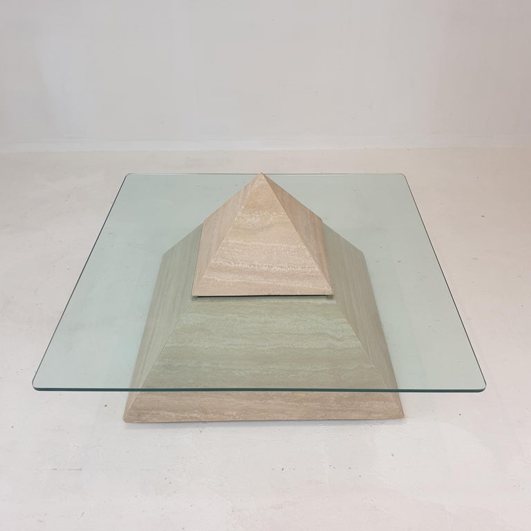 Italian Travertine Pyramid Coffee Table, 1980s For Sale at 1stDibs
