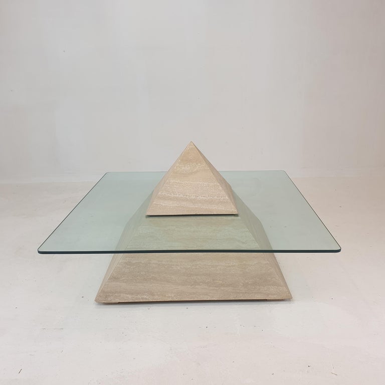 Italian Travertine Pyramid Coffee Table, 1980s For Sale at 1stDibs