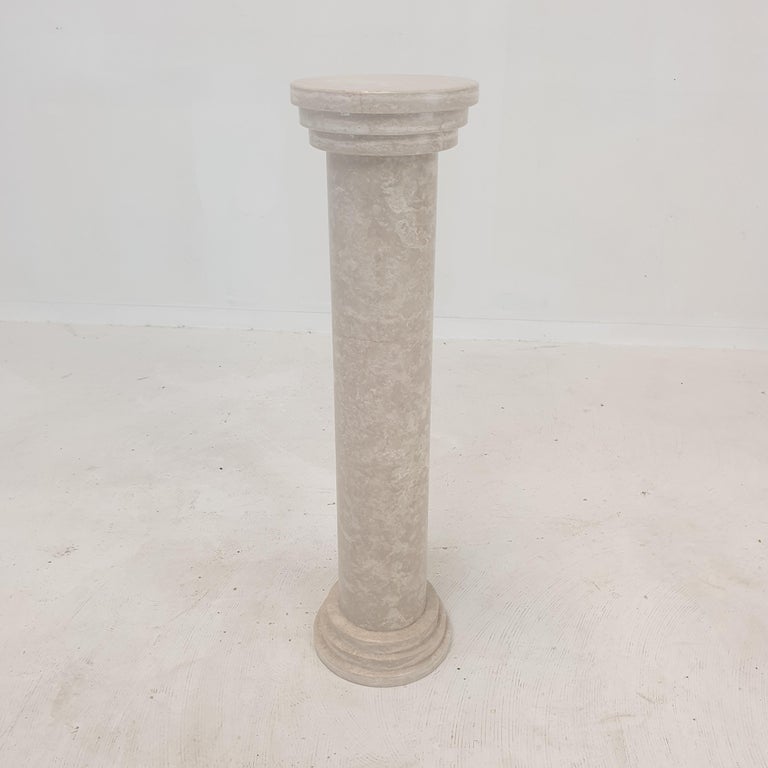 Italian Travertine Side Table or Pedestal, 1980s For Sale at 1stDibs