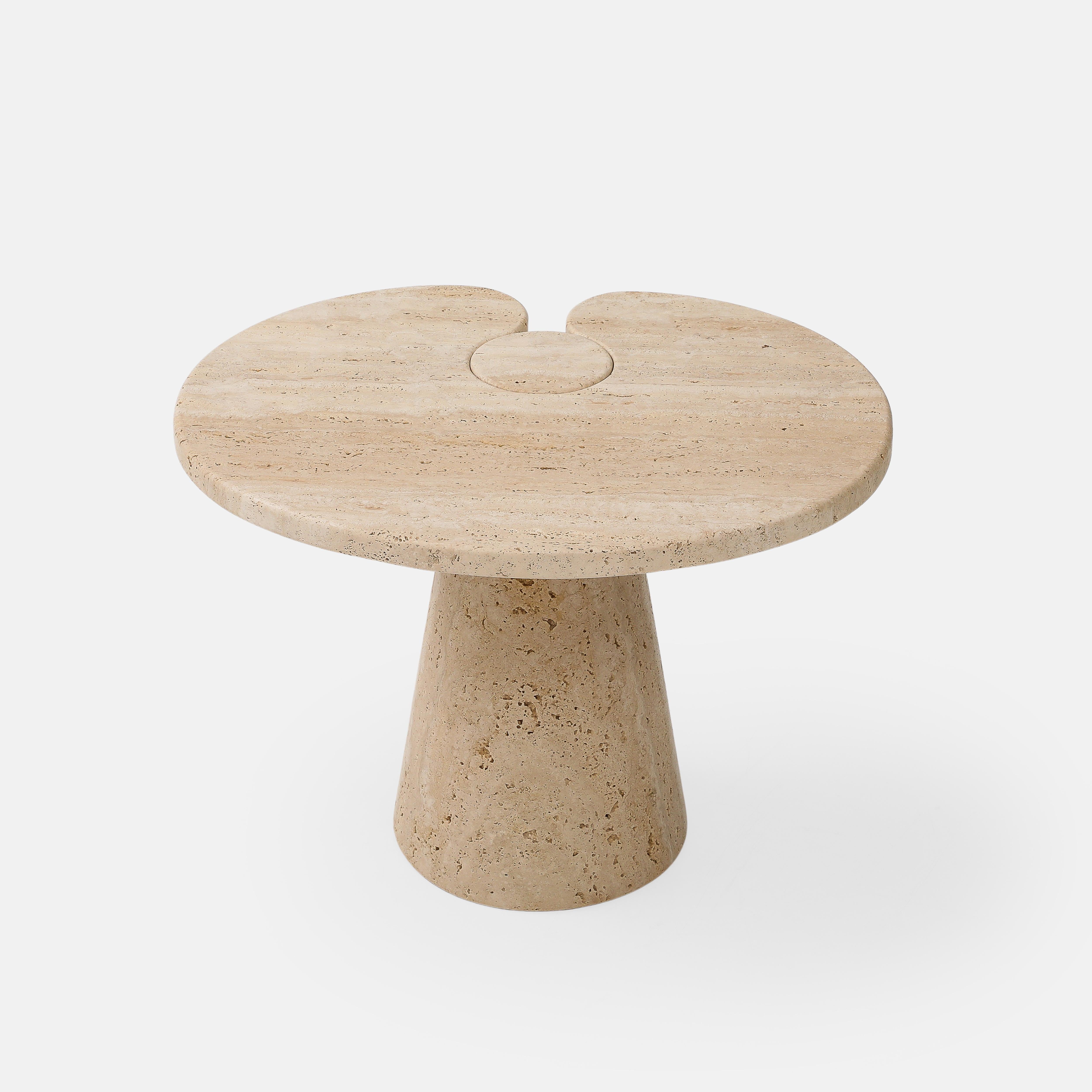 Italian Travertine Side Tables in the Manner of Angelo Mangiarotti For ...
