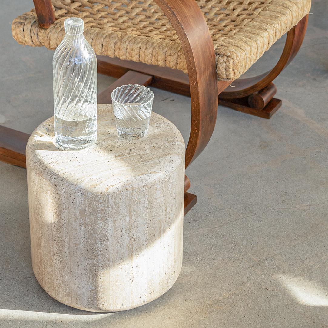Italian Travertine Stool at 1stDibs