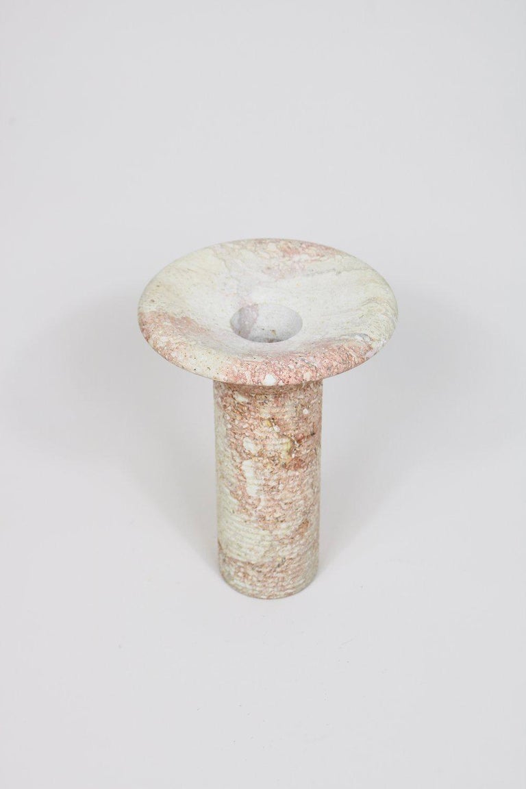 Italian Travertine Vase or Candlestick For Sale at 1stDibs