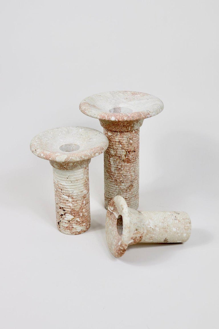 Italian Travertine Vase or Candlestick For Sale at 1stDibs