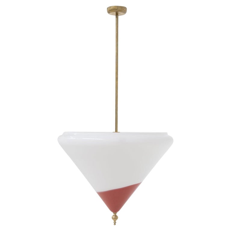 Italian Triangle Red Murano Glass Chandelier in MidCentury Style at 1stDibs
