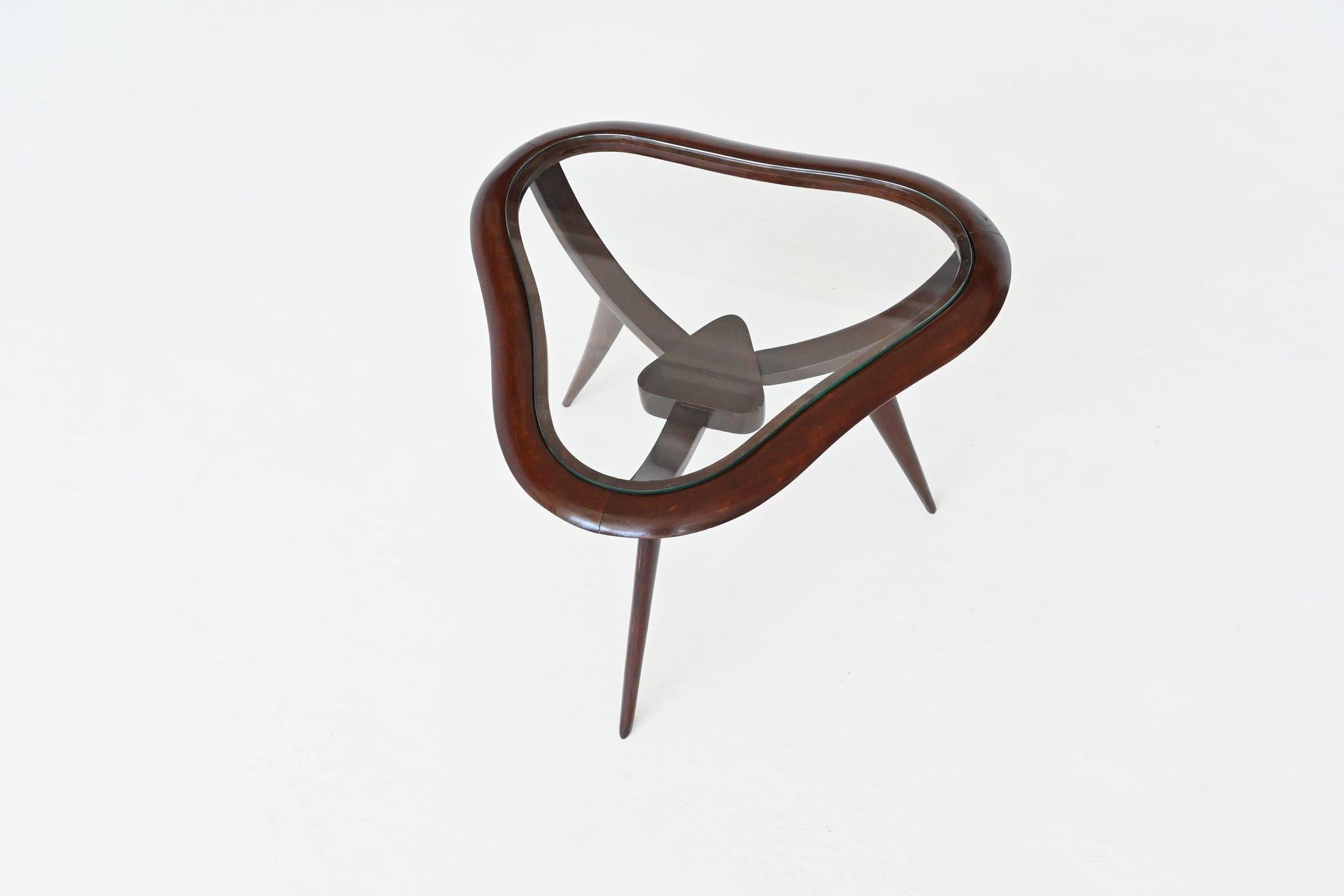 Italian triangular side table mahogany and glass Italy 1960 For Sale at ...