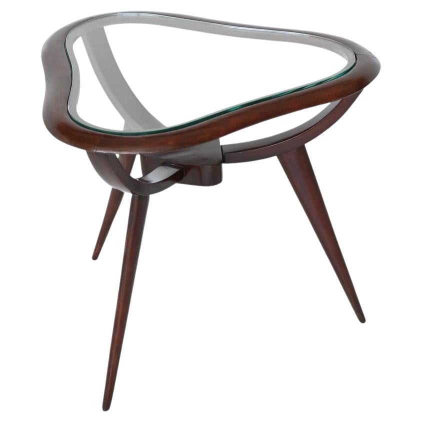 Italian triangular side table mahogany and glass Italy 1960 For Sale at ...