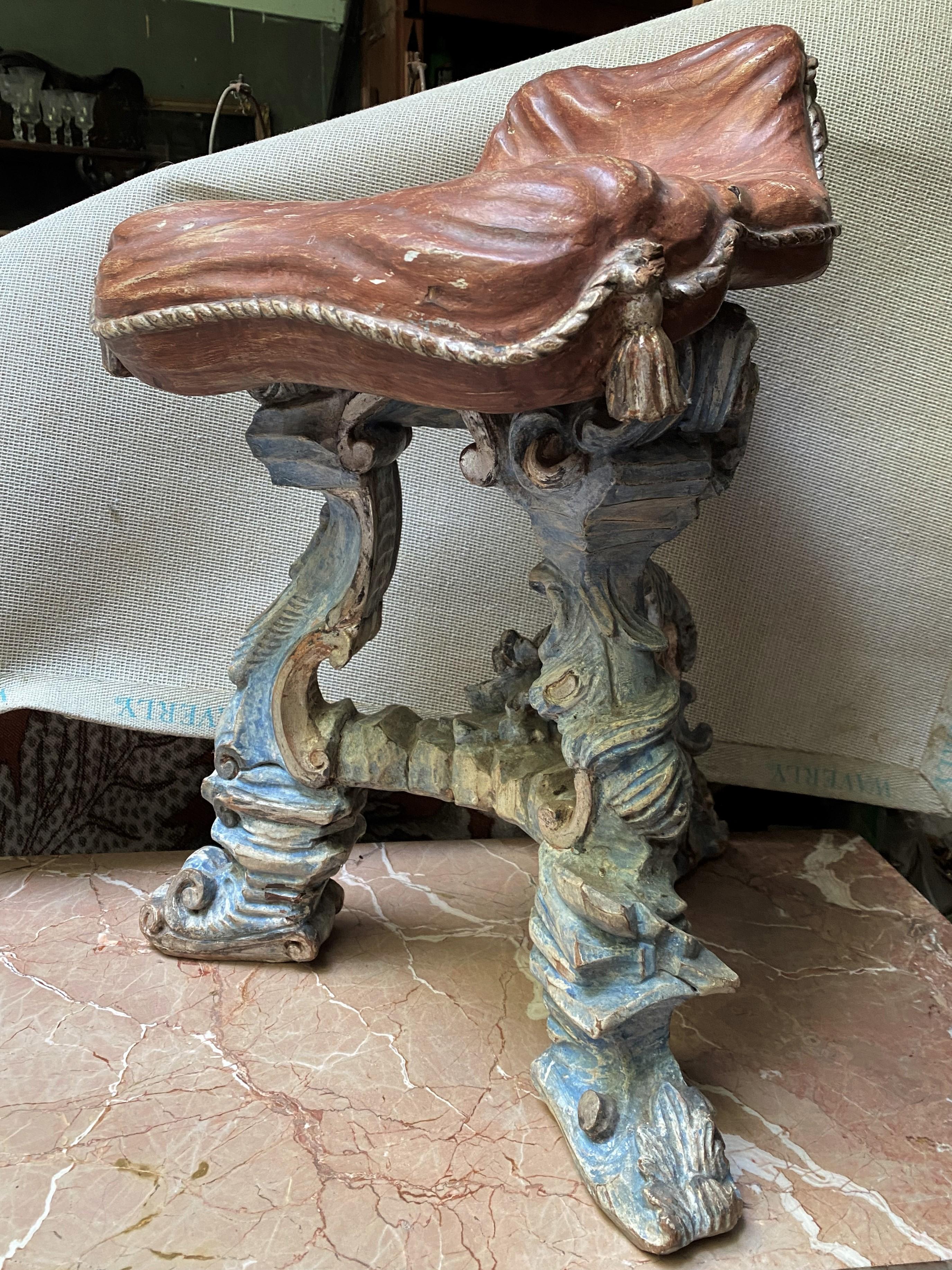 Italian Trompe L'Oeil Carved Wood Rococo Style Vanity/Piano Stool For ...