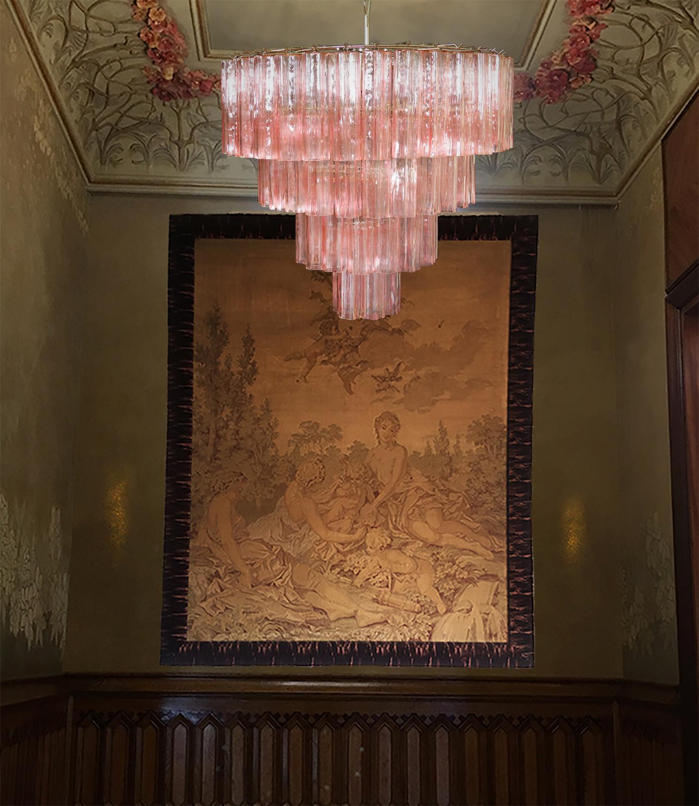 Italian Tronchi Chandelier, 78 Pink Glasses, Murano For Sale at 1stDibs ...