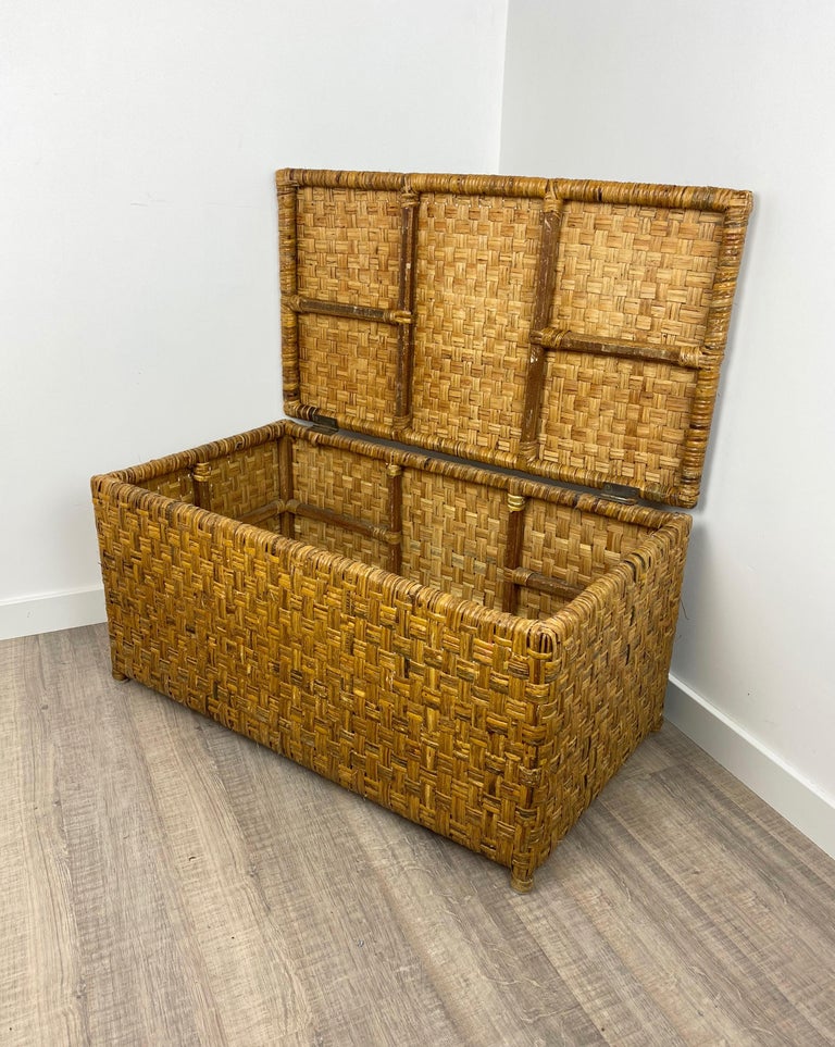 Italian Trunk Chest in Rattan Wicker, Italy, 1960s at 1stDibs | rattan ...