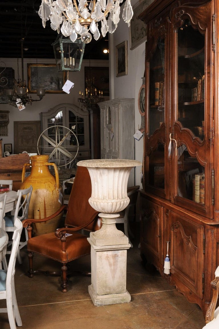 Italian Turn of the Century Campania Urn with Gadroon Motifs on Tall ...