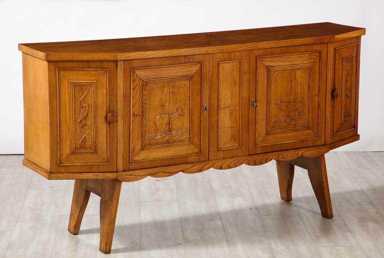 Italian Tuscan Art Deco Carved Oak Sideboard or Credenza, circa 1940 ...