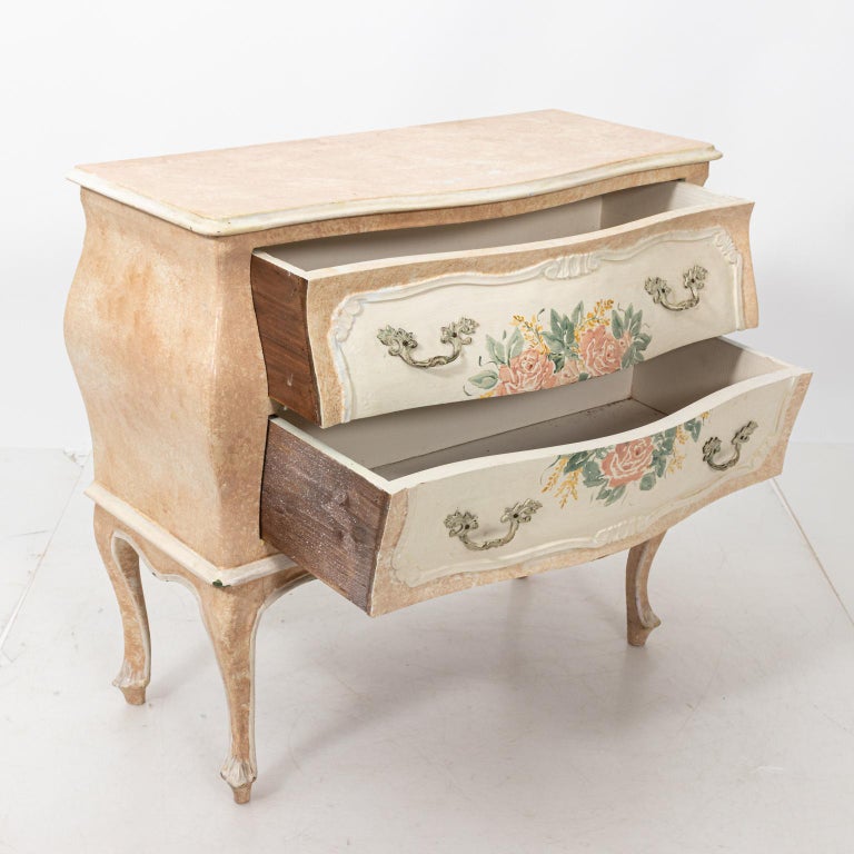 Italian Two-Drawer Painted Bombe End Table For Sale at 1stDibs