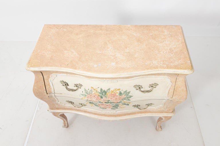 Italian Two-Drawer Painted Bombe End Table For Sale at 1stDibs