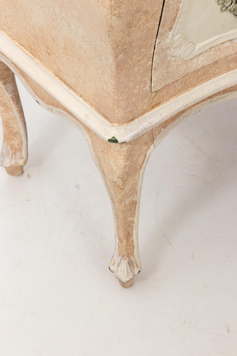 Italian Two-Drawer Painted Bombe End Table For Sale at 1stDibs