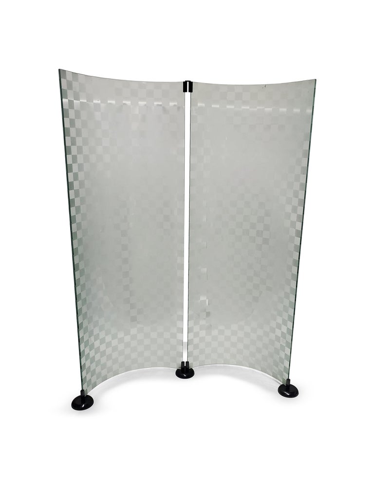 Italian Two Panel Fian Glass Voyeur Screen by Cini Boeri For Sale at ...