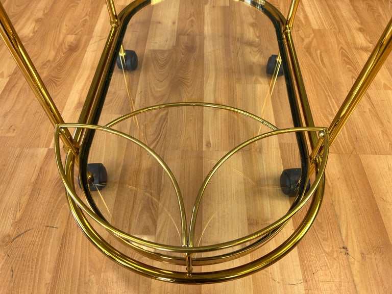 Italian Two-Tier Brass and Glass Oval Bar Cart or Serving Cart, 1970s ...