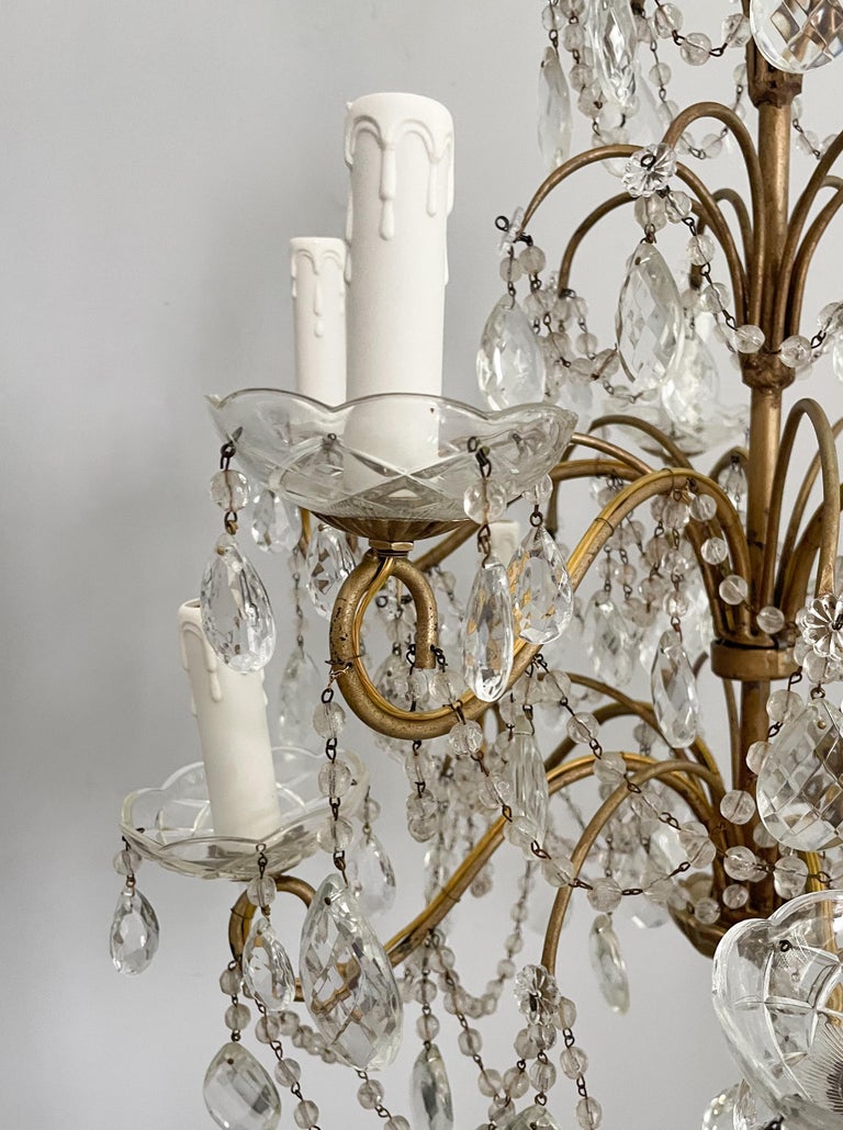 Italian Two Tier Crystal Beaded Chandelier For Sale at 1stDibs
