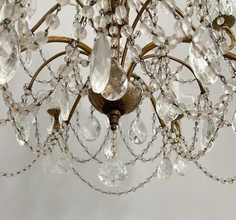 Italian Two Tier Crystal Beaded Chandelier For Sale at 1stDibs
