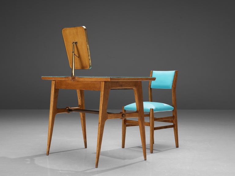 Italian Vanity Table with Chair in Cherry and Ash For Sale at 1stDibs