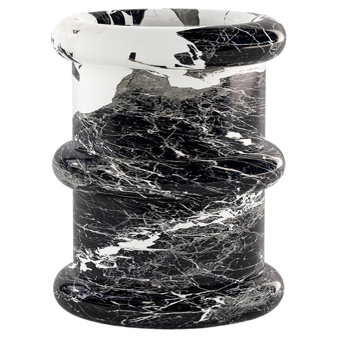 Limited Edition Vase in Black and White Marble, Made to order in Italy ...