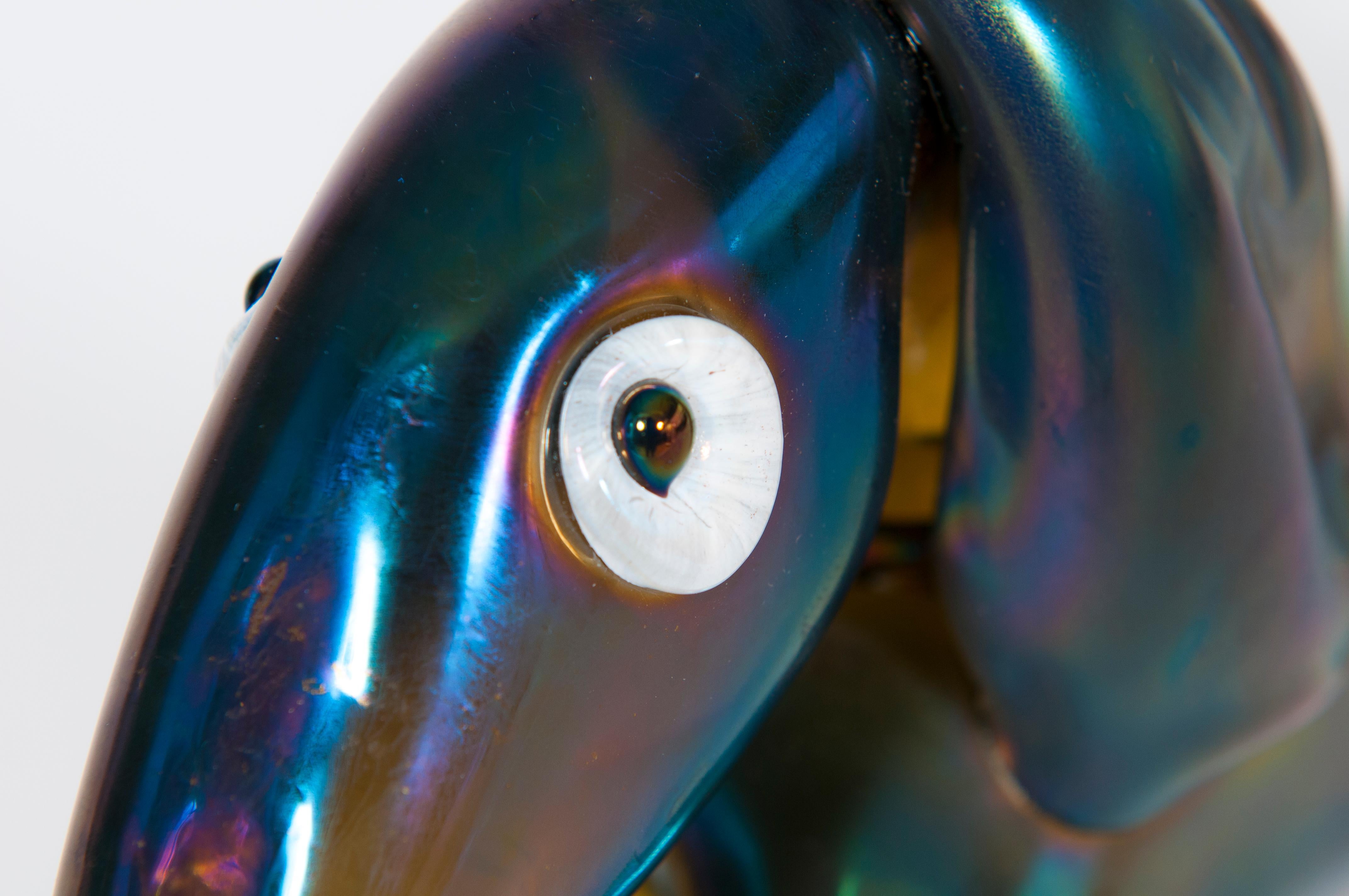 Italian Venetian Dog Sculpture in Blown Murano Glass, Iris and ...