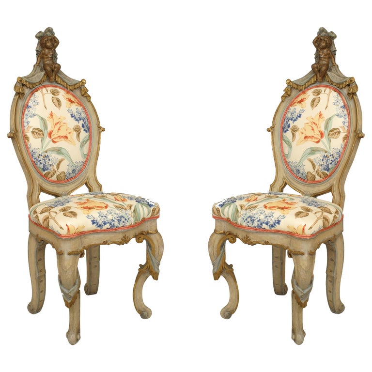 Italian Venetian Drape Side Chairs For Sale at 1stDibs