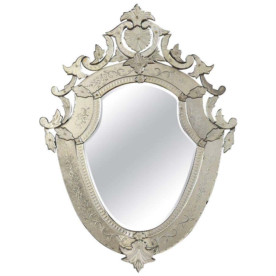 Italian Venetian Etched Mirror At 1stdibs
