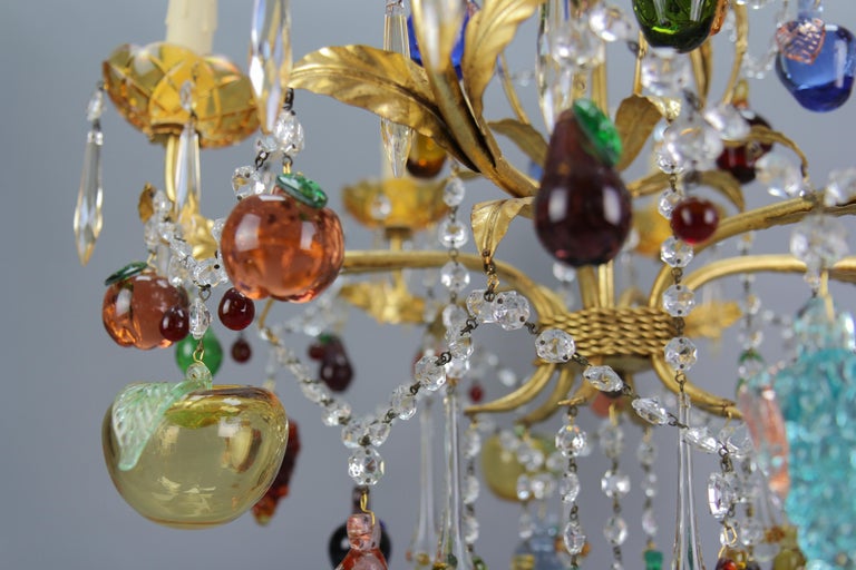 Italian Venetian Gilt Metal Six-Light Chandelier with Murano Glass ...