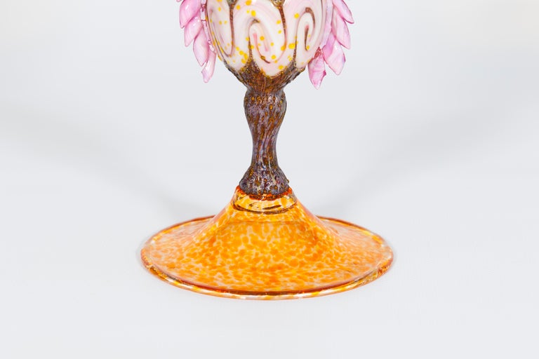 Italian Venetian Multicolor Murano Glass Goblet with Morise 1980s ...