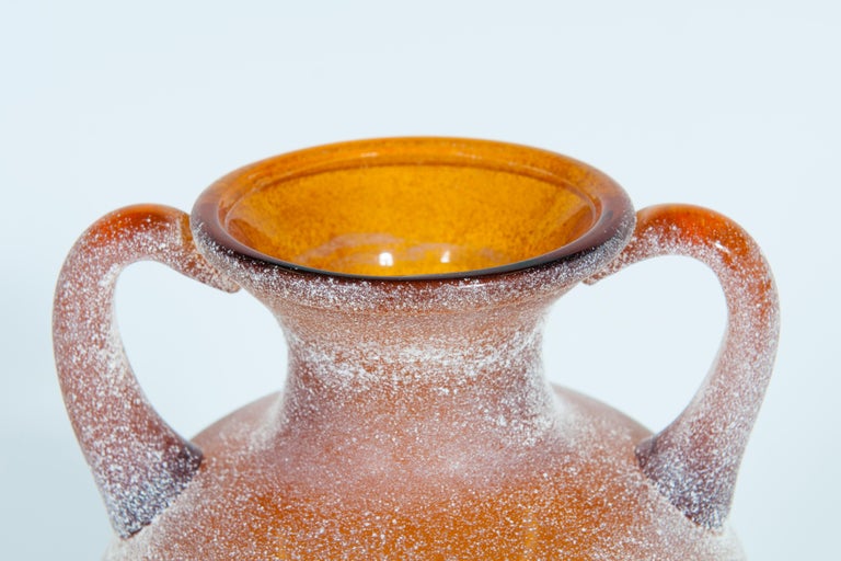 Italian Venetian Scavo Amphor in Murano Glass, with Amber, Seguso ...