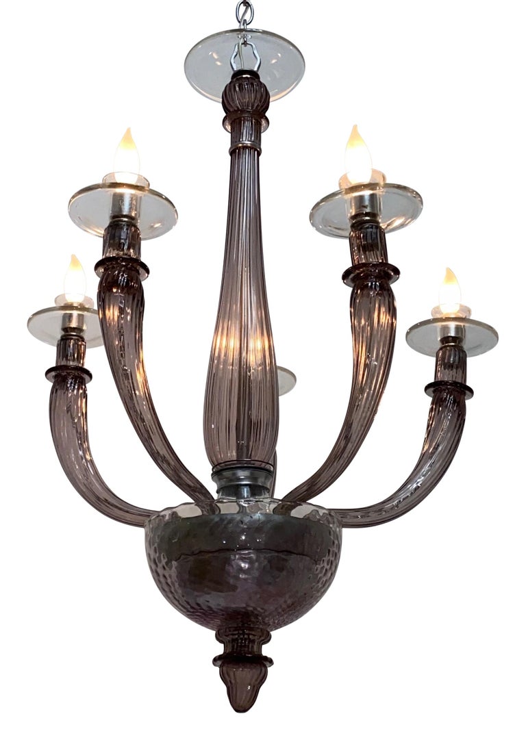 Italian Venini Style Art Glass Chandelier Light Fixture, Mid-20th ...