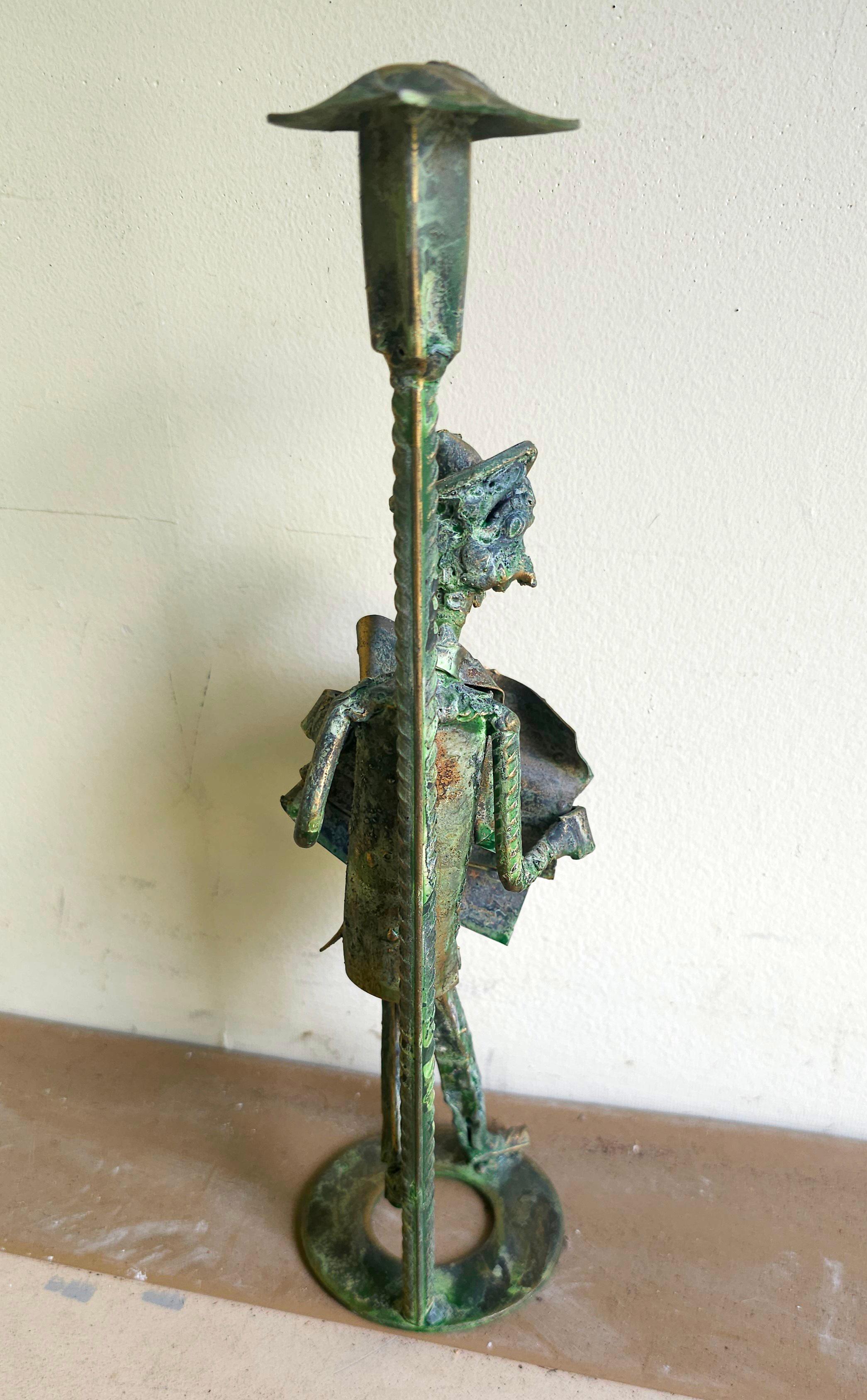 Italian Verdigris Wrought Iron and Brass Figure of Waiting and Readiing ...