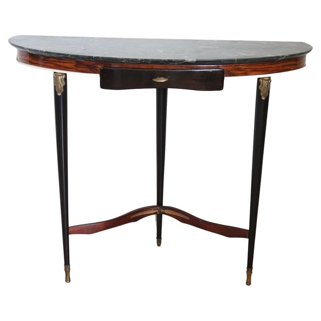 Italian Vinatge Console Table in Wood and Marble Top, 1970s For Sale at ...