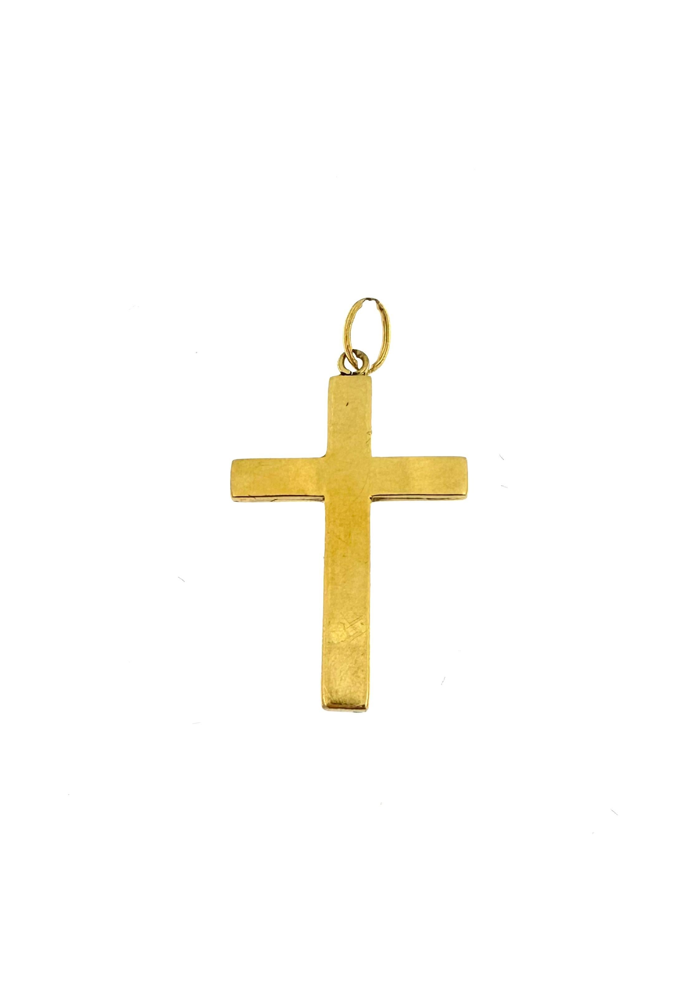 Italian Vintage 18kt Yellow Gold Cross at 1stDibs