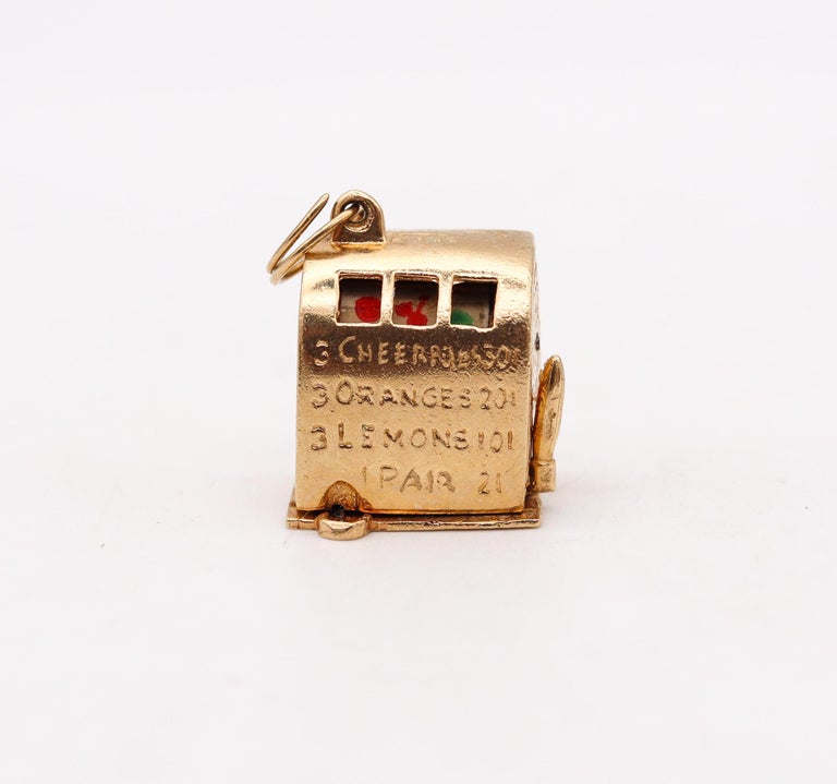 Italian Vintage 1960 Casino Slot Machine Charm Pendant in Solid 14kt ...