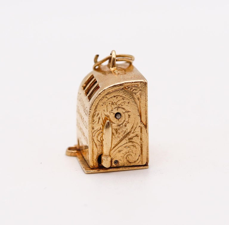 Italian Vintage 1960 Casino Slot Machine Charm Pendant in Solid 14kt ...