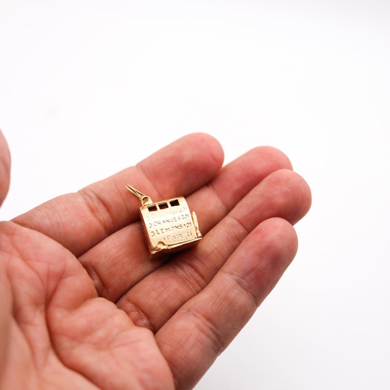 Italian Vintage 1960 Casino Slot Machine Charm Pendant in Solid 14kt ...