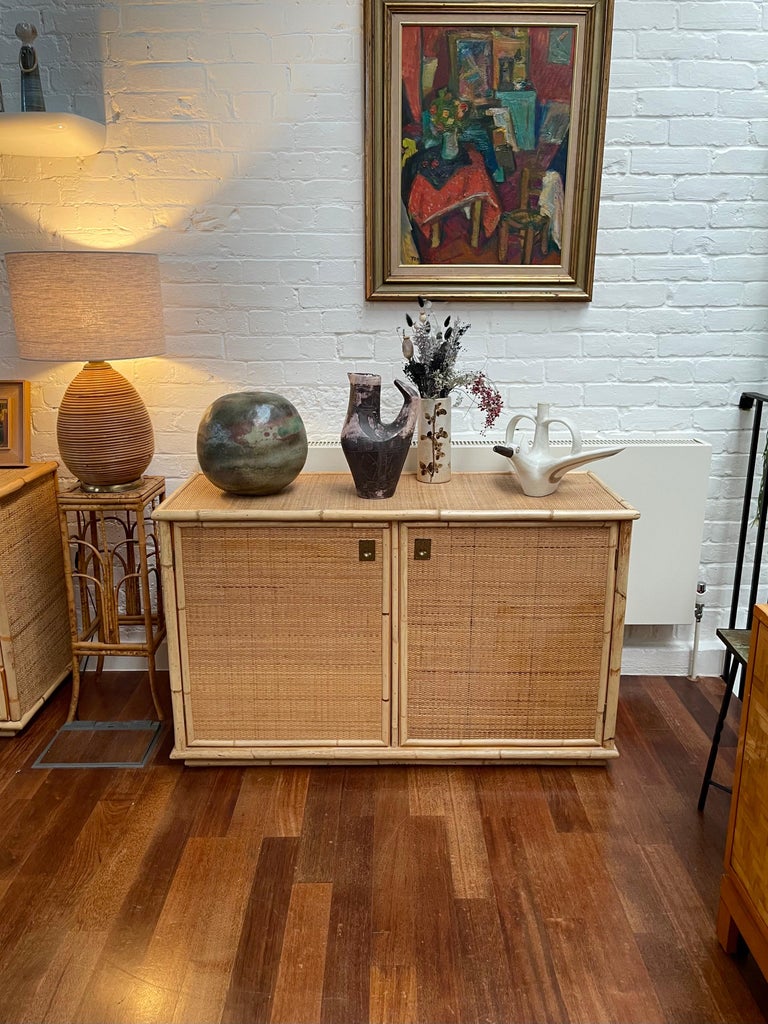 Italian Vintage Bamboo and Wicker Credenza by Dal Vera (circa 1970s ...