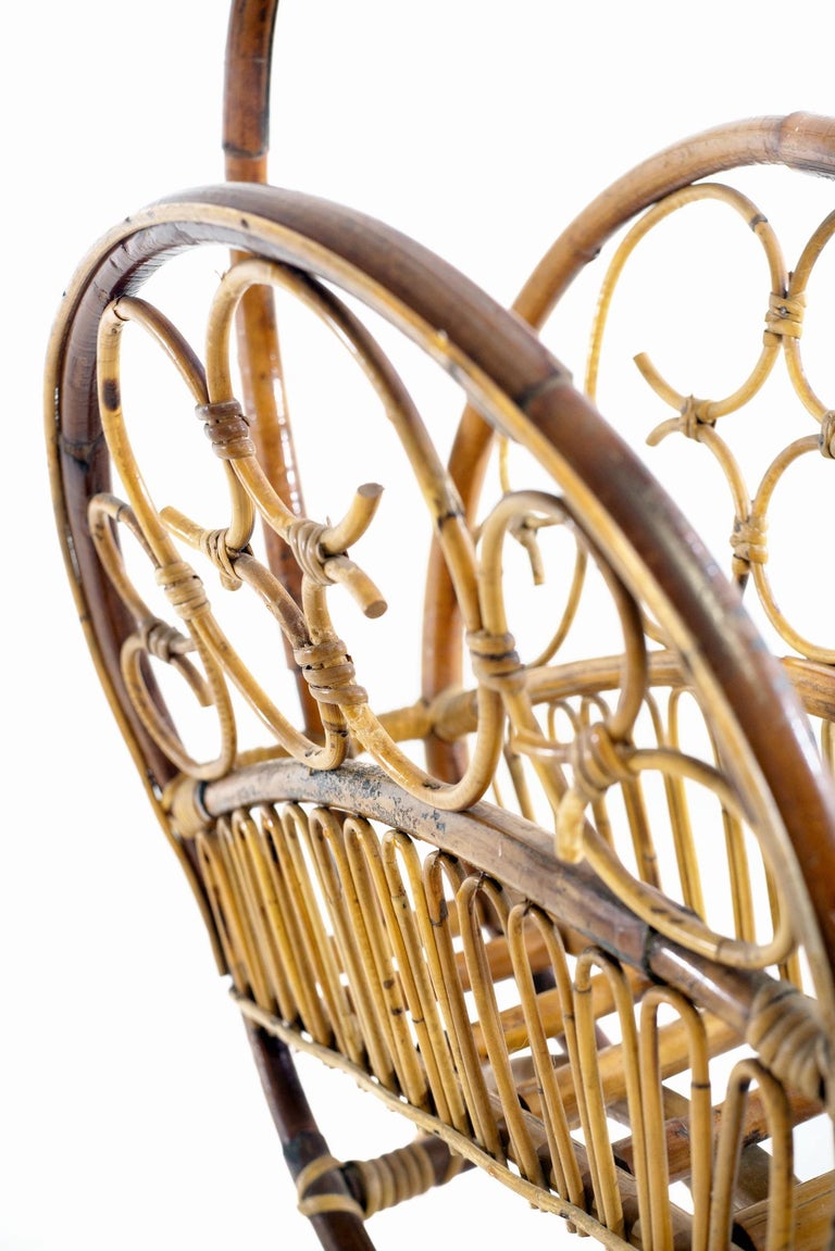 Italian Vintage Boho Style Magazine Rack For Sale at 1stDibs
