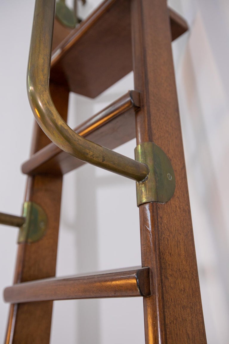 Italian Vintage Bookcase Ladder in Brass and Wood at 1stDibs
