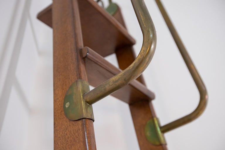 Italian Vintage Bookcase Ladder in Brass and Wood at 1stDibs