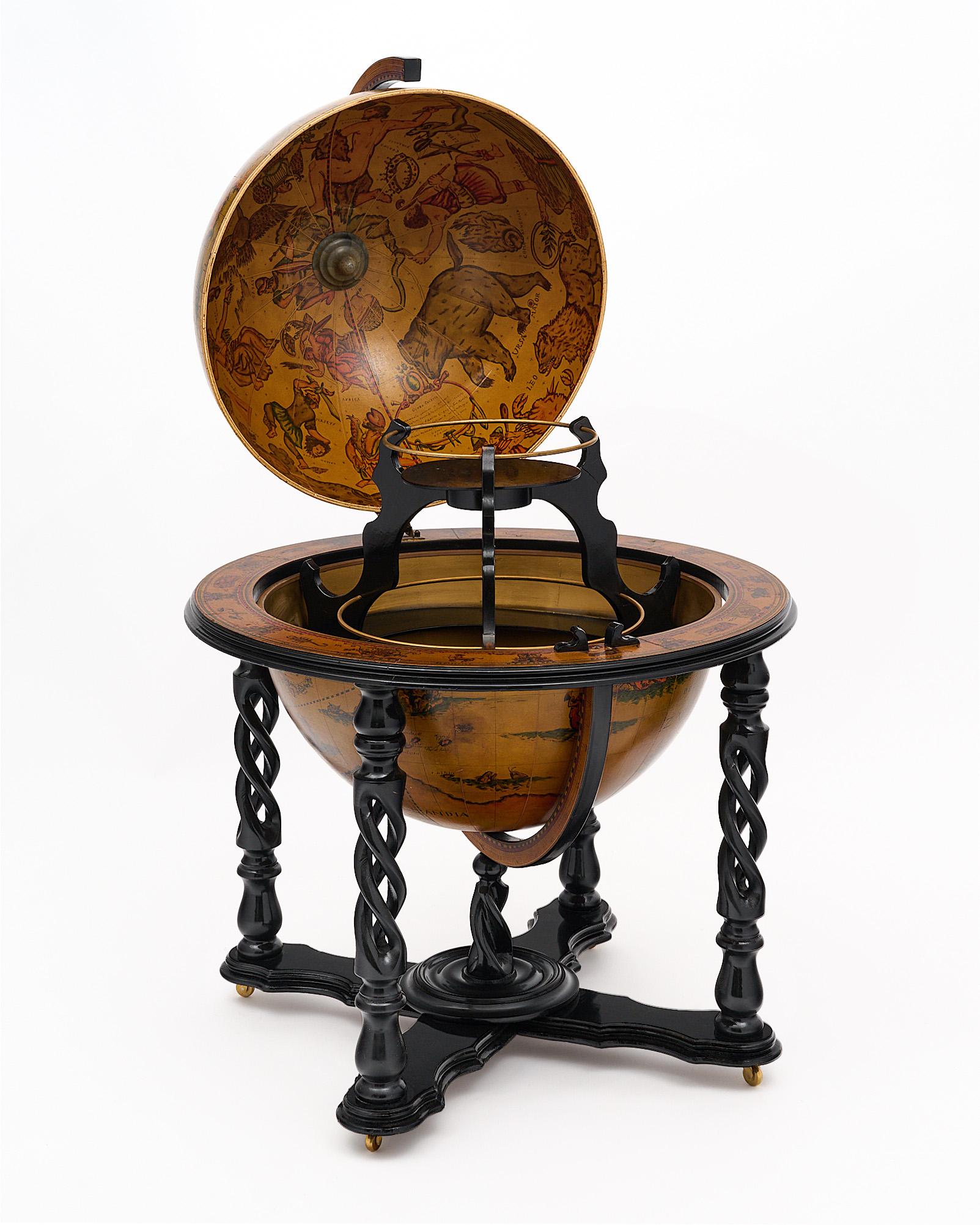 Italian Vintage Globe Cocktail Bar For Sale at 1stDibs