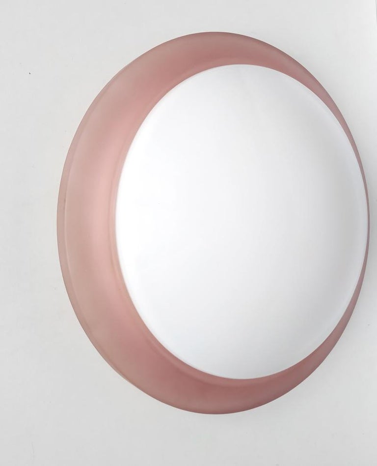 Italian Vintage Green and White Glass Ceiling or Wall Light Flush Mount ...