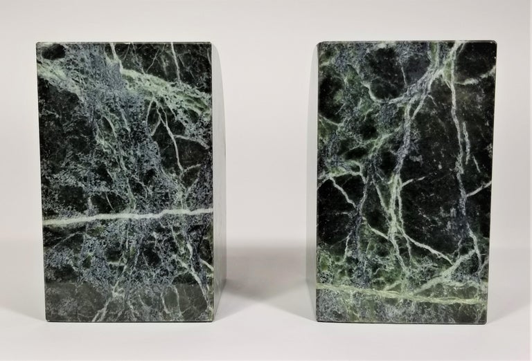 Italian Vintage Green Marble Bookends For Sale at 1stDibs
