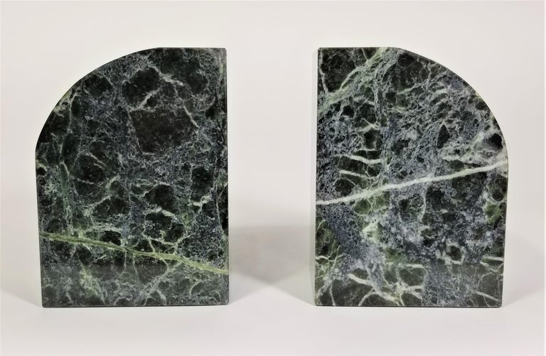 Italian Vintage Green Marble Bookends For Sale at 1stDibs